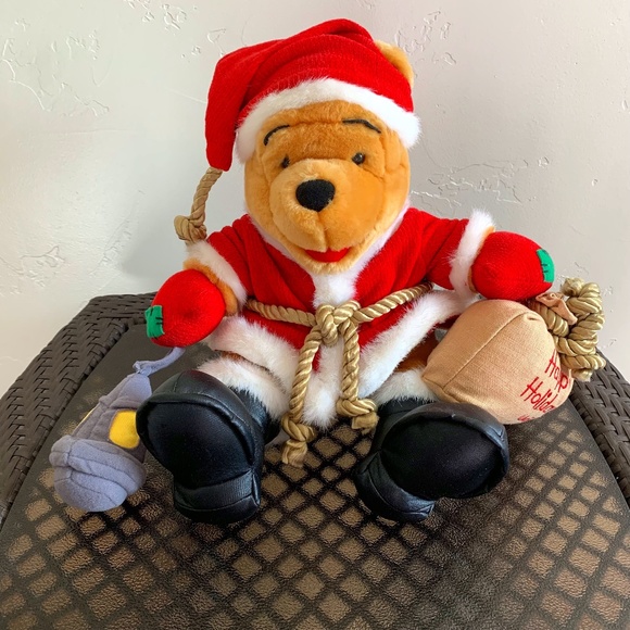 Disney | Toys | Vintage Walt Disney World Santa Pooh Christmas Plush ...